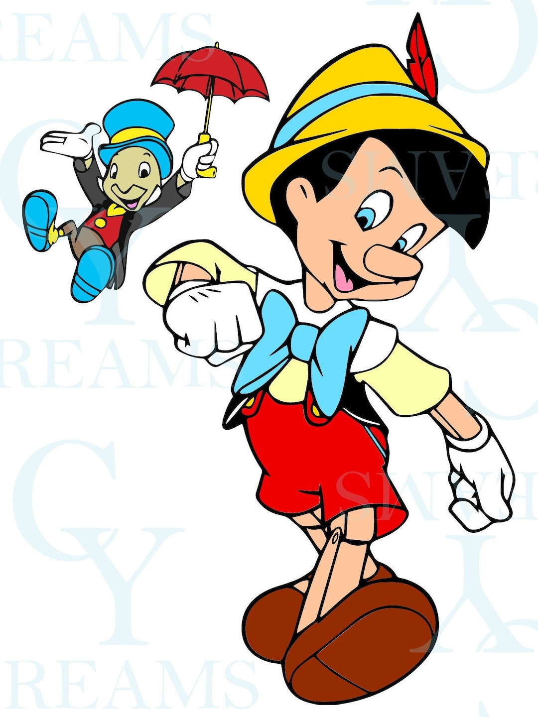 Jiminy Cricket and Pinocchio Layered SVG, PNG - Etsy