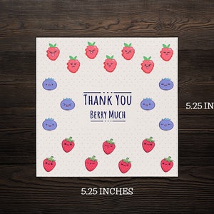 Printable Thank You Card Cute Berry Characters Instant Download PDF JPG ...