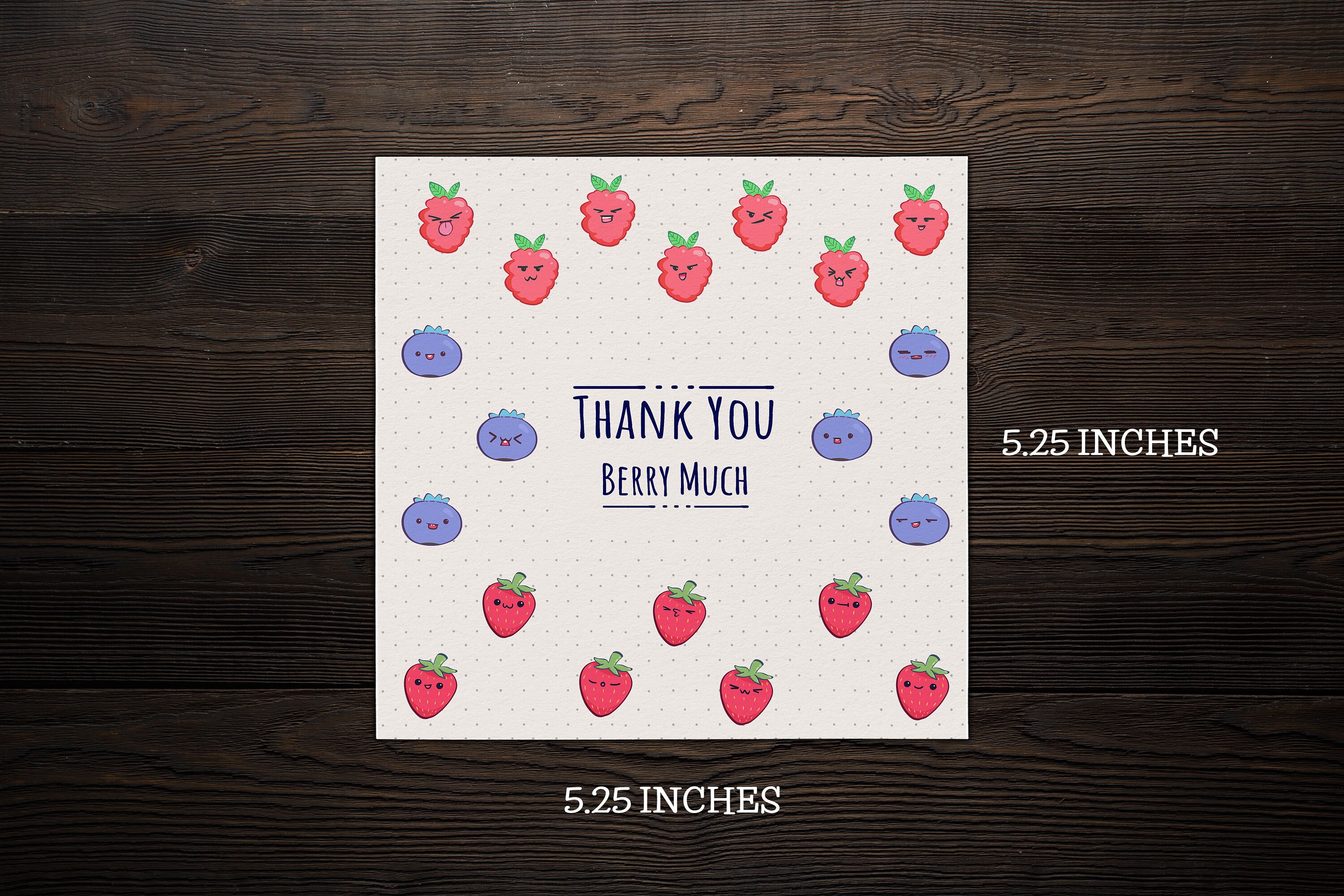 Printable Thank You Card Cute Berry Characters Instant Download PDF JPG ...