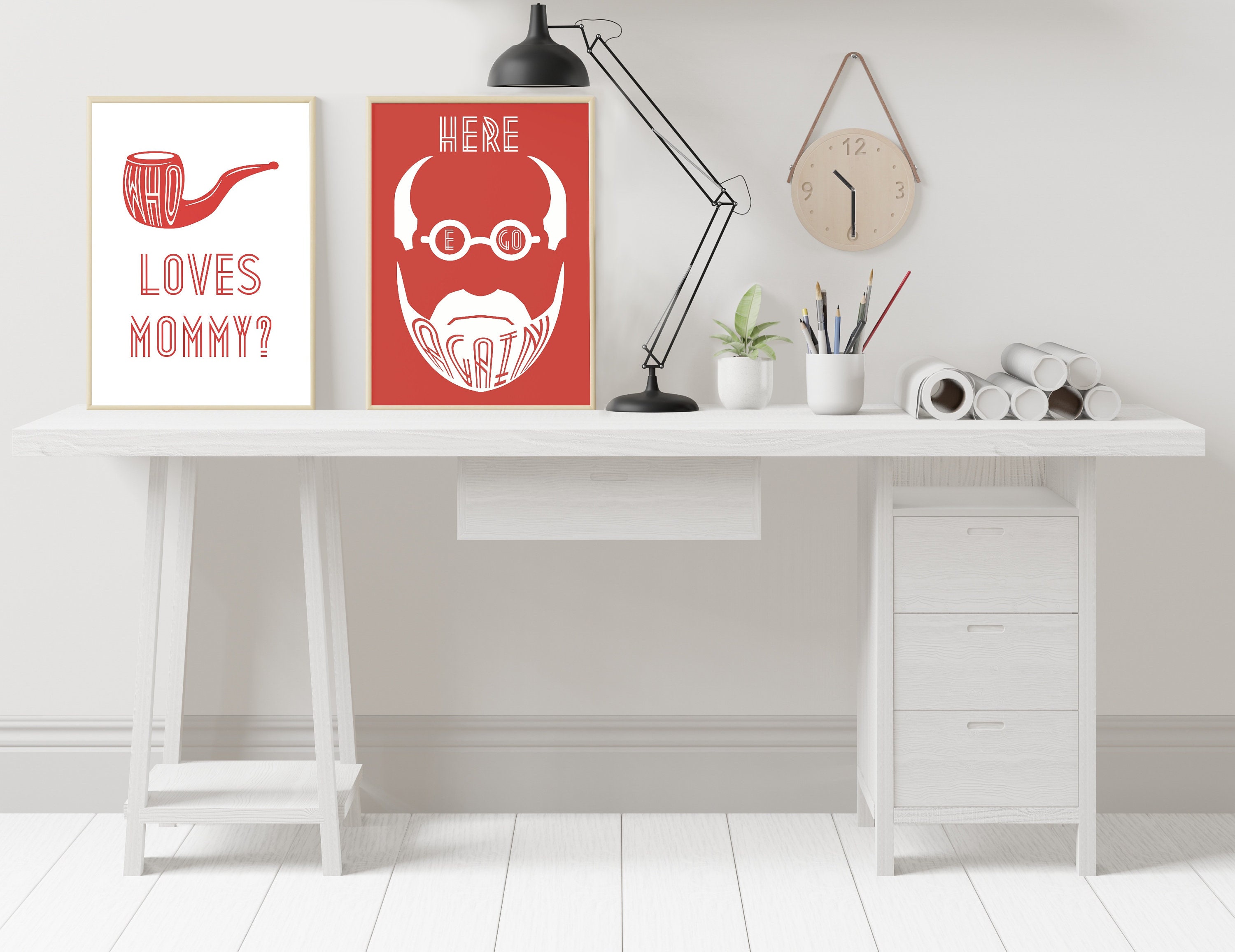 Minimalist Sigmund Freud Poster Set, Freud Wall Art, Psychology Wall ...