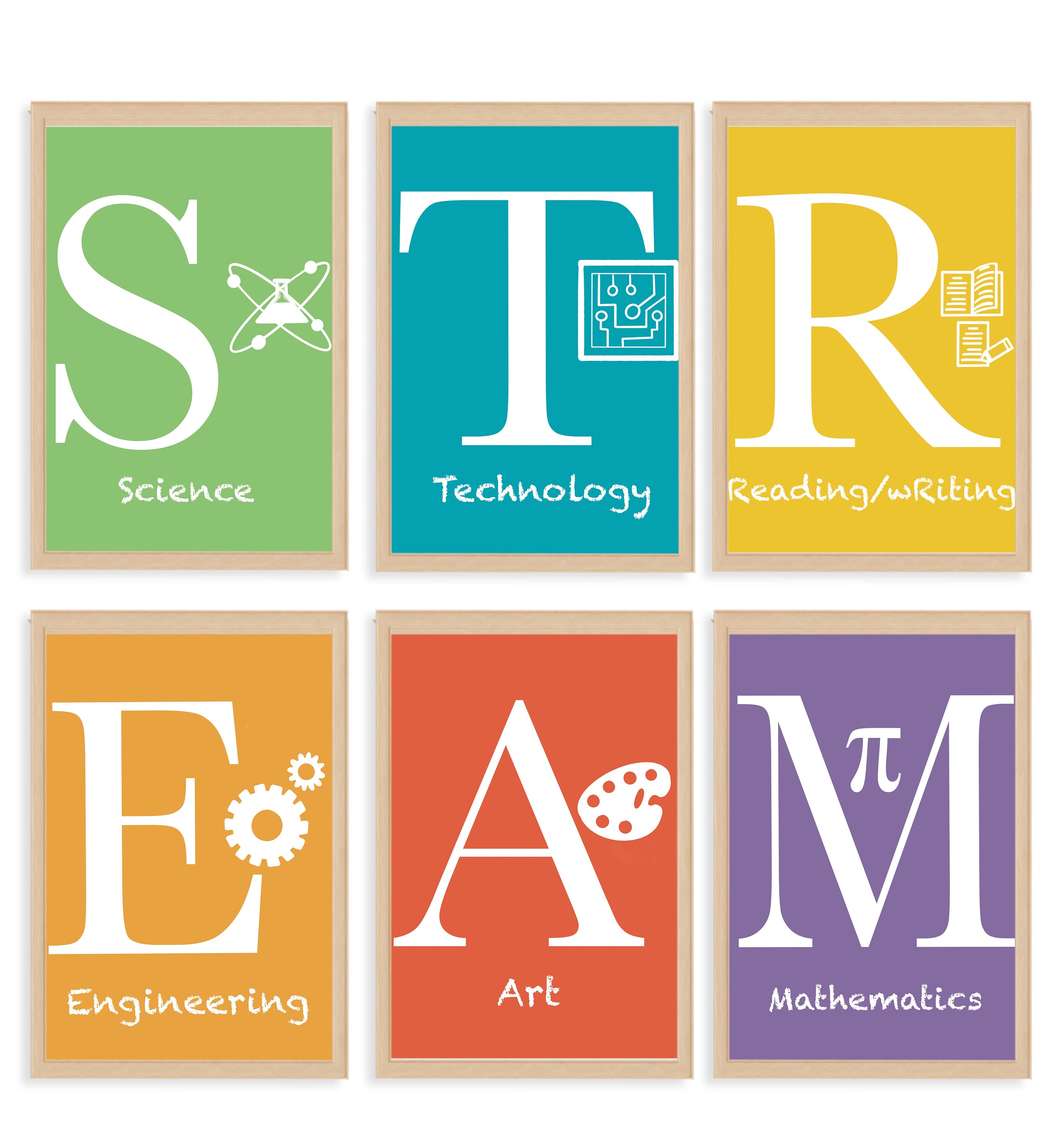Stream (science Technology Reading / Writing Engineering Art Math) Poster Set, School Poster ...