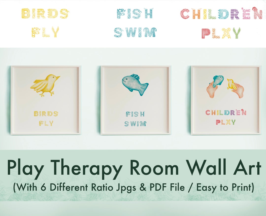 Birds Fly Fish Swim Children Play- Play Therapy Room Wall Art, Play ...