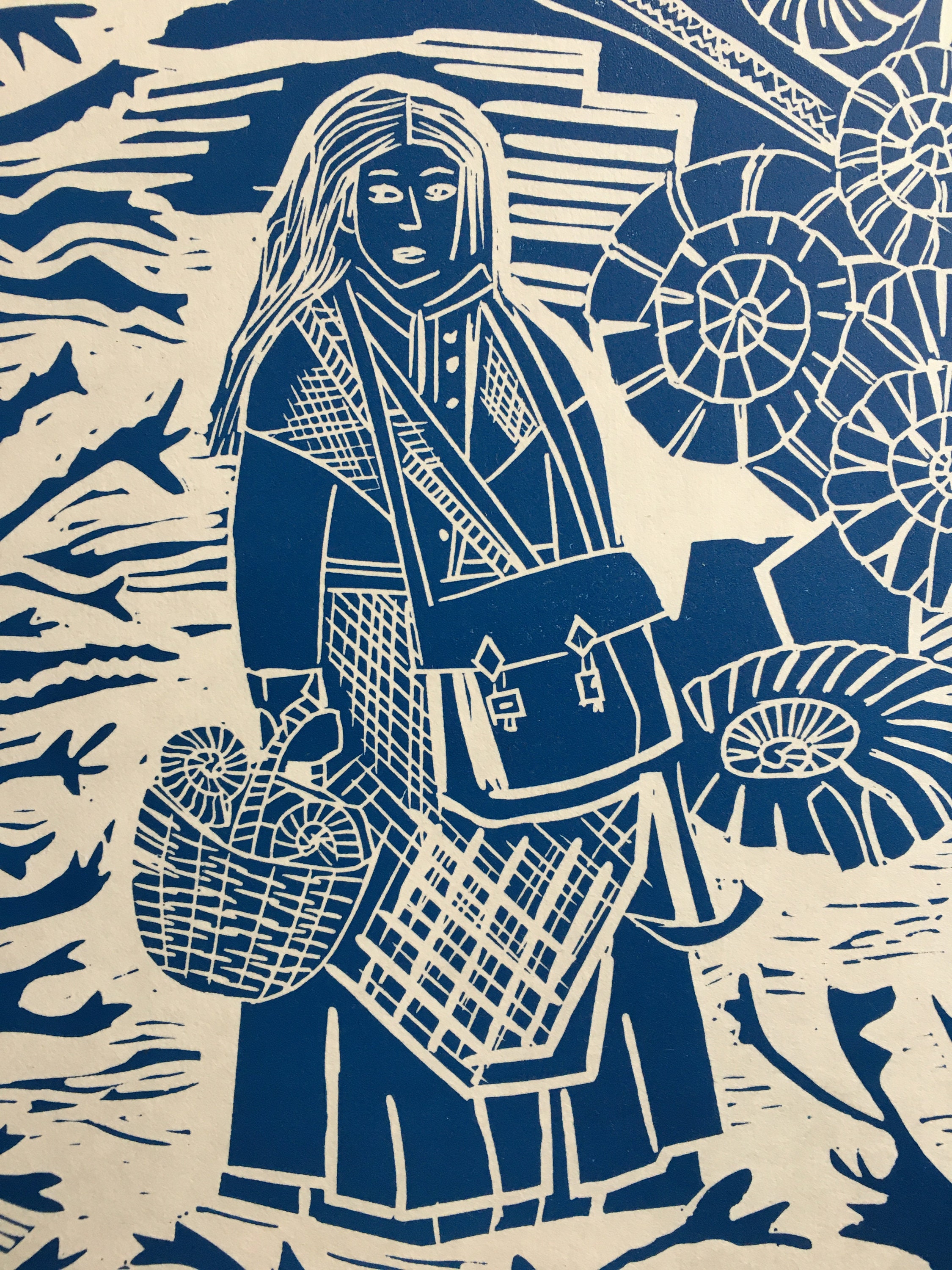 The Fossil Hunter Original Lino Print - Etsy