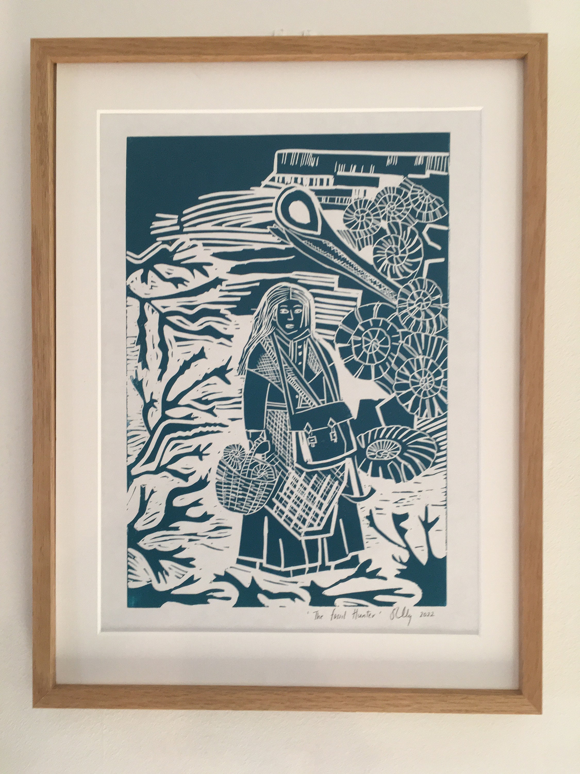 The Fossil Hunter Original Lino Print - Etsy