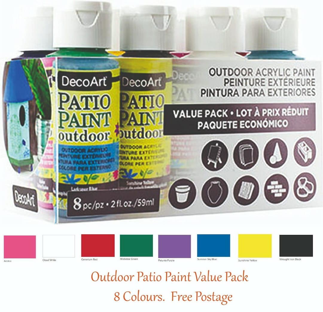 Decoart Outdoor Patio Garden Paint Value Pack of 8 Acrylic Paints 2oz ...