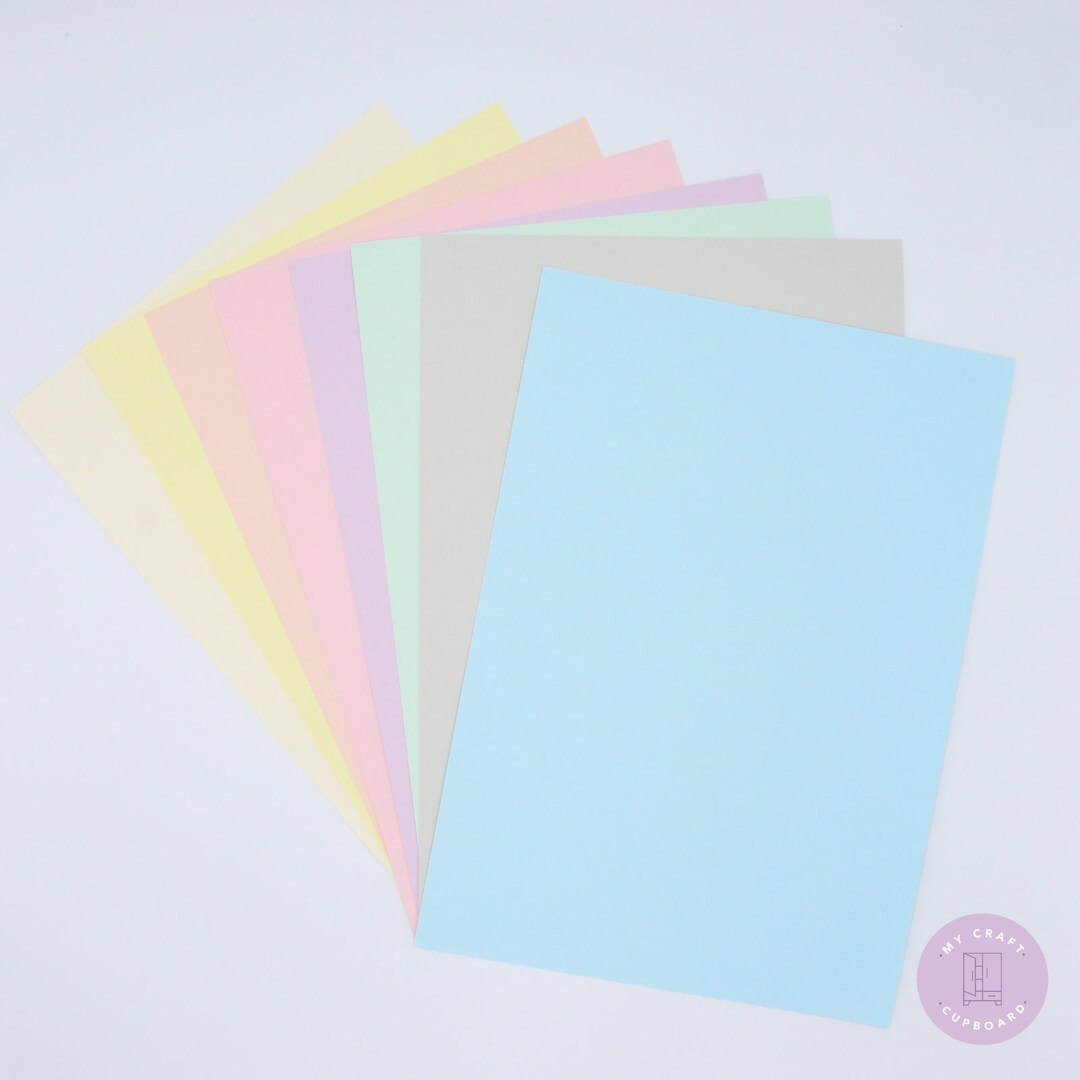 A4 Pastel Coloured Card Pack of 8 Colours 32 Sheets Light Colours ...