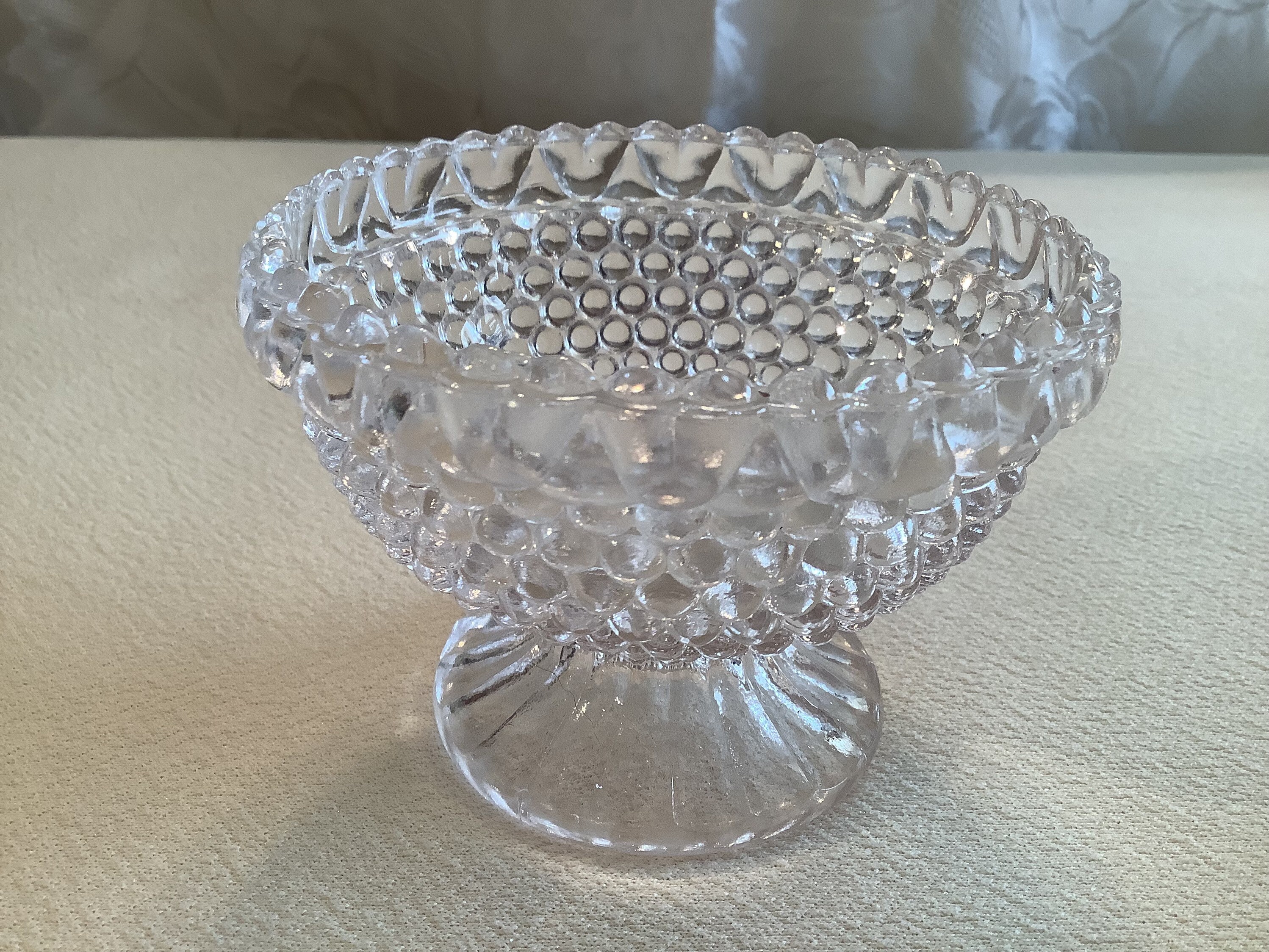Vintage Clear Glass Hobnail Pattern Pedestal Candy/nut Dish - Etsy