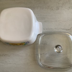 Vintage Corning Ware Sunsations Pattern 1.5 Square Casserole A-1 1/2-B With Lid. Yellow ...