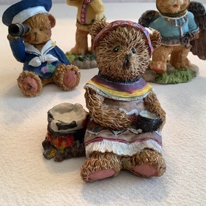 Bear Figurine Collectors!! Collection of 4 Resin Bear Figurines Dressed ...