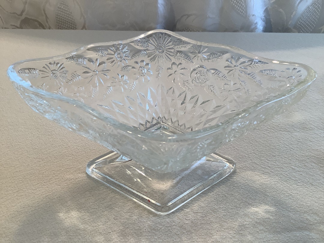 Vintage Indiana Glass Co.pineapple and Floral Pattern Clear Crystal ...