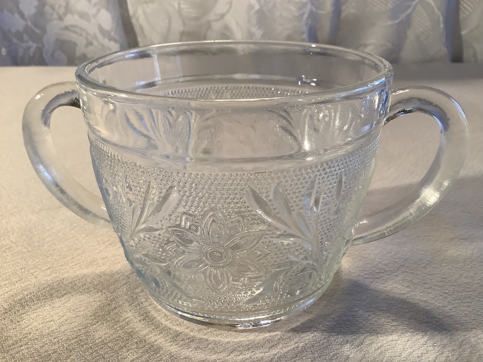 Vintage Anchor Hocking Sandwich Clear Pattern Clear Glass Open Sugar ...
