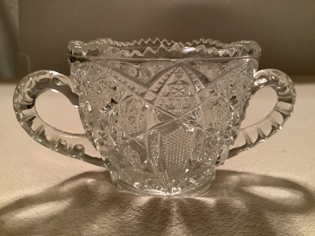 Vintage Mckee Glass MG-6 Clear Pattern Clear Pressed Glass Open Sugar ...