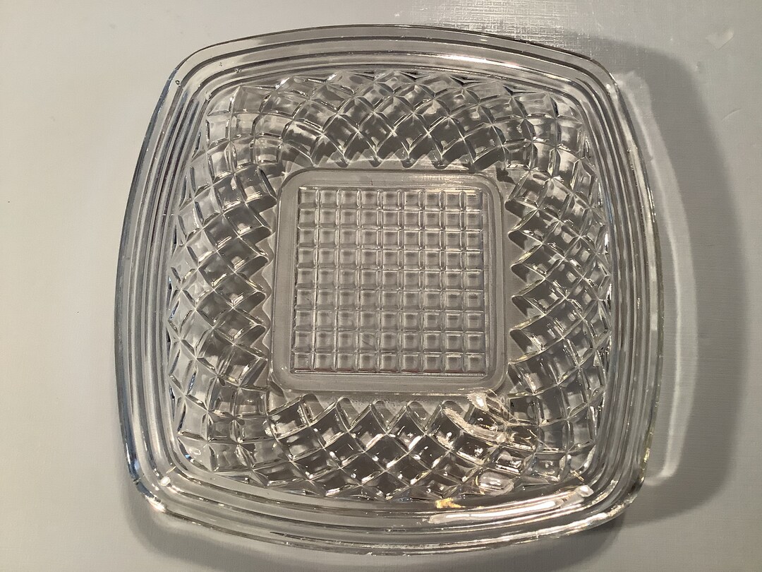 Vintages Heavy Pressed Clear Glass Square Serving Platter. Mid-century ...