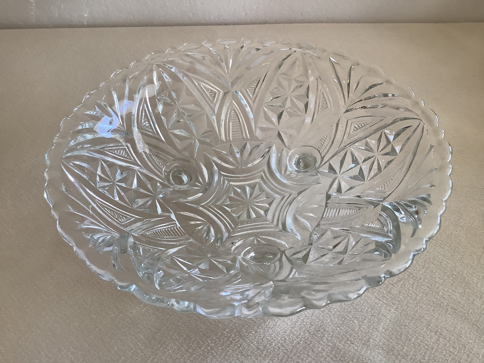 Vintage Anchor Hocking AHC26 Pattern Clear Pressed Glass 3 Footed ...