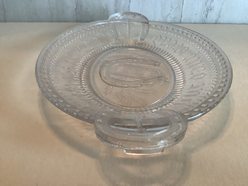 Vintage Adams & Co. Good Luck Pattern Clear Glass Oval Bread Tray ...