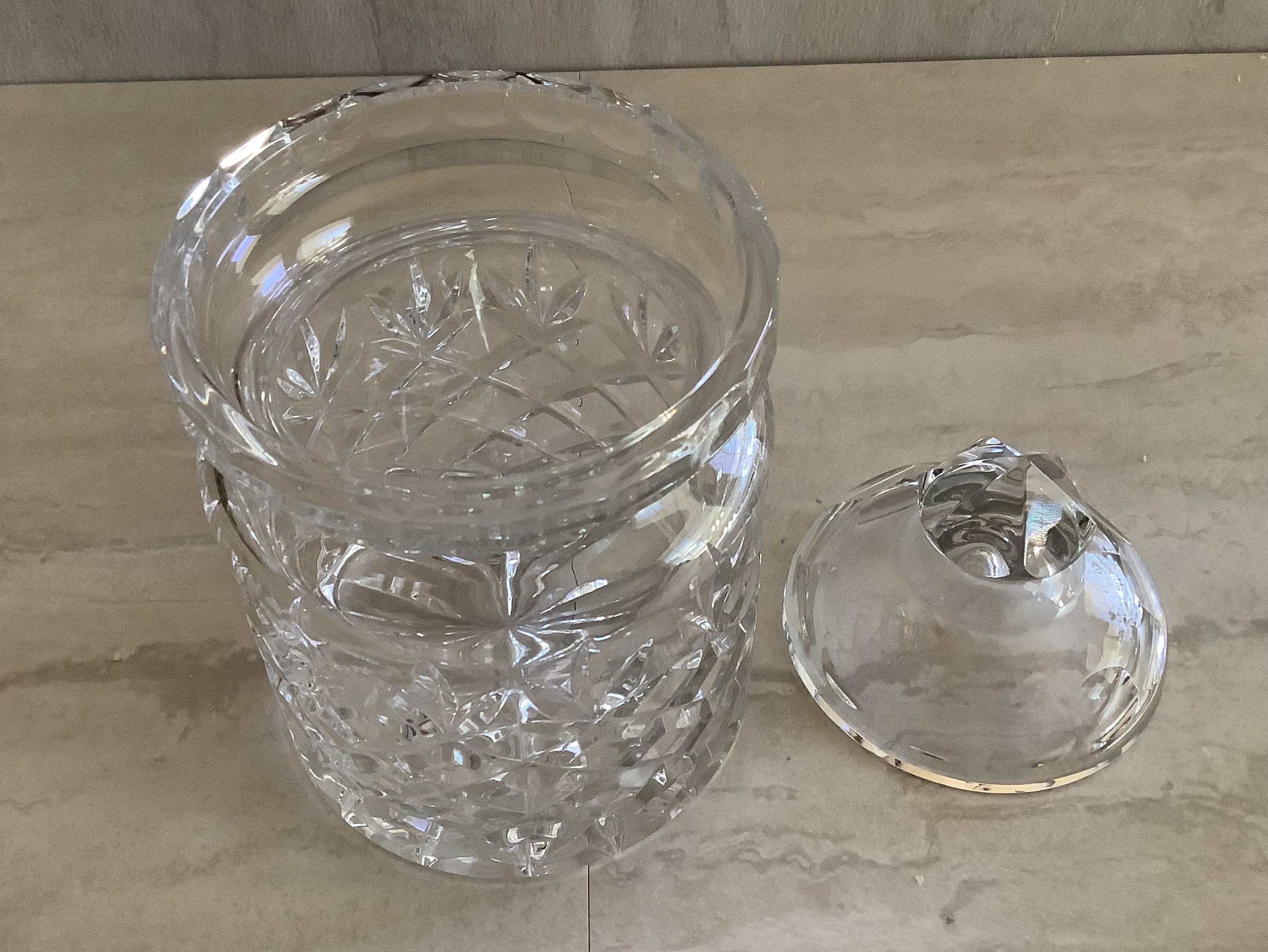 Vintage Clear Crystal Glass Biscuit Barrel or Candy Jar With Lid in a ...