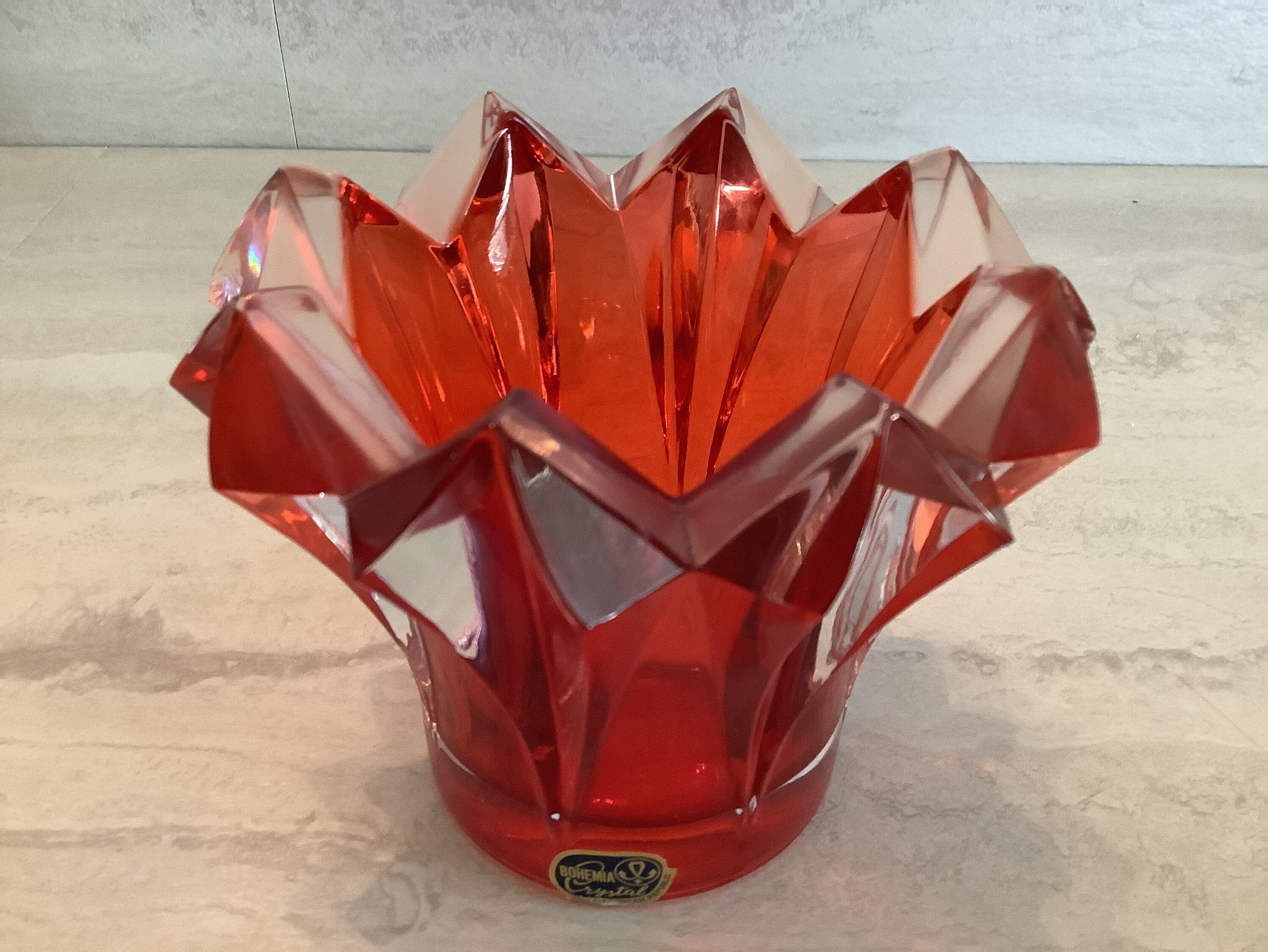 Vintage Bohemia Crystal Made in Czech Republic Ruby Red Glass Round ...