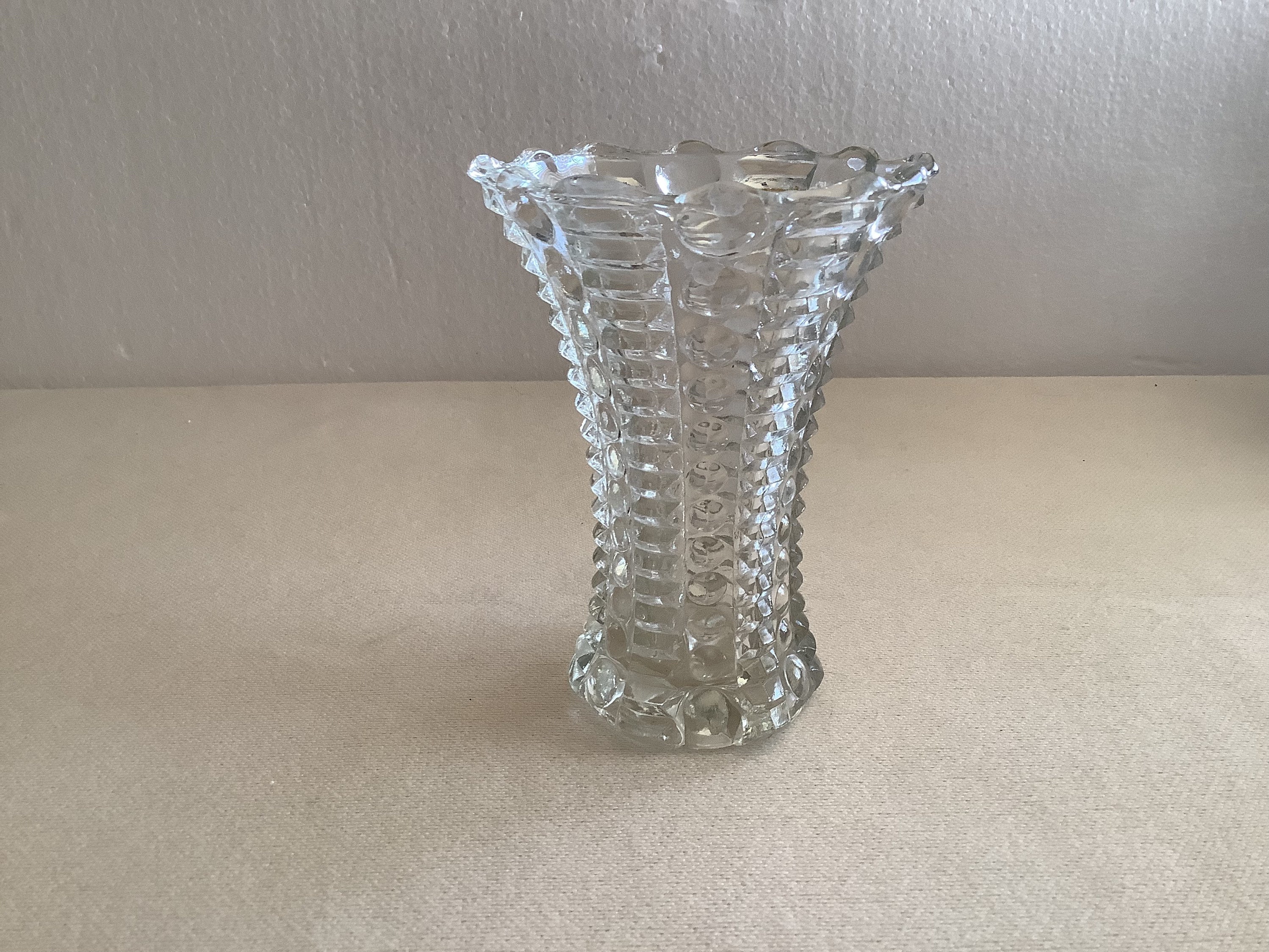 Vintage Indiana Glass Mayflower Clear Pattern Clear Glass Flower Vase ...