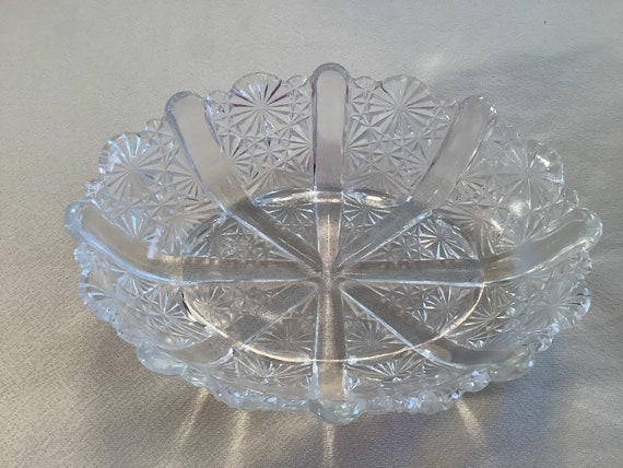 Vintage Fenton Glass Daisy and Button Clear pattern oval | Etsy