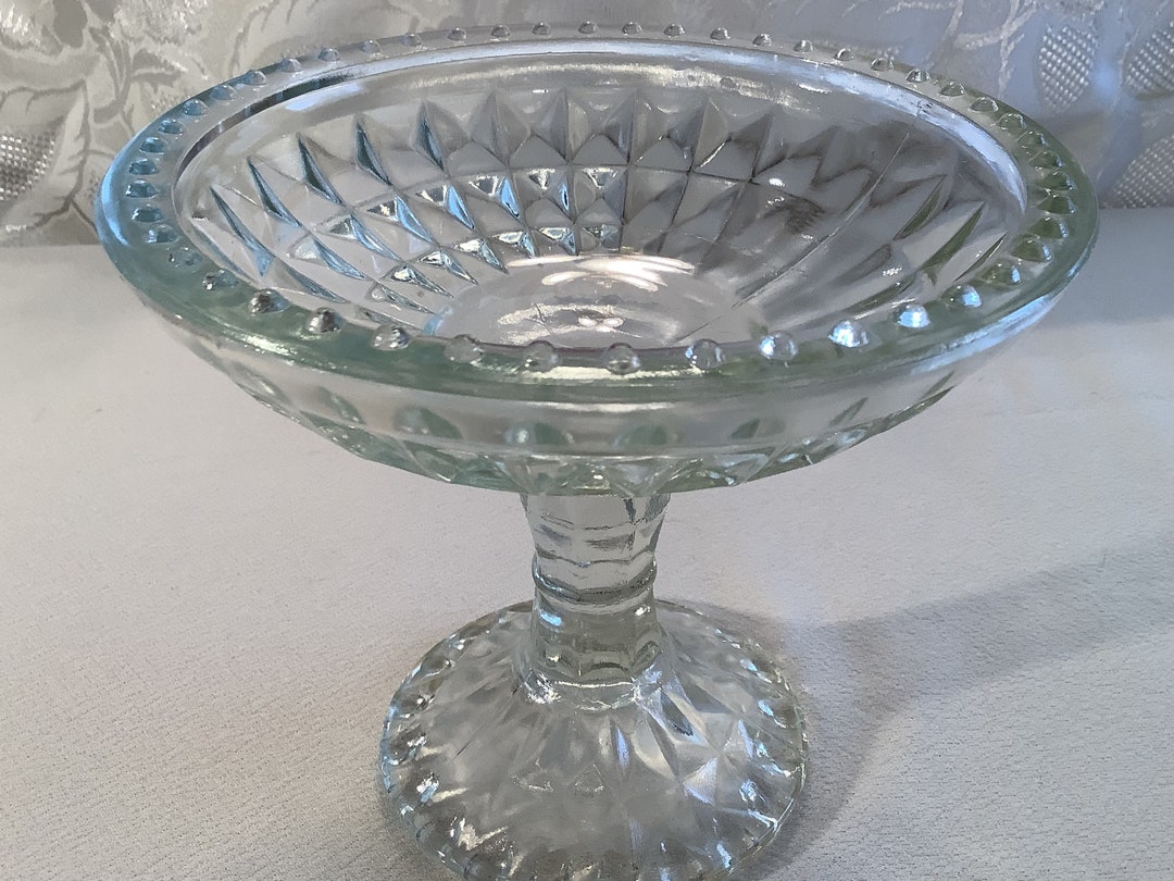 Vintage Jeannette Glass Windsor Pattern Clear Depression Glass Pedestal ...