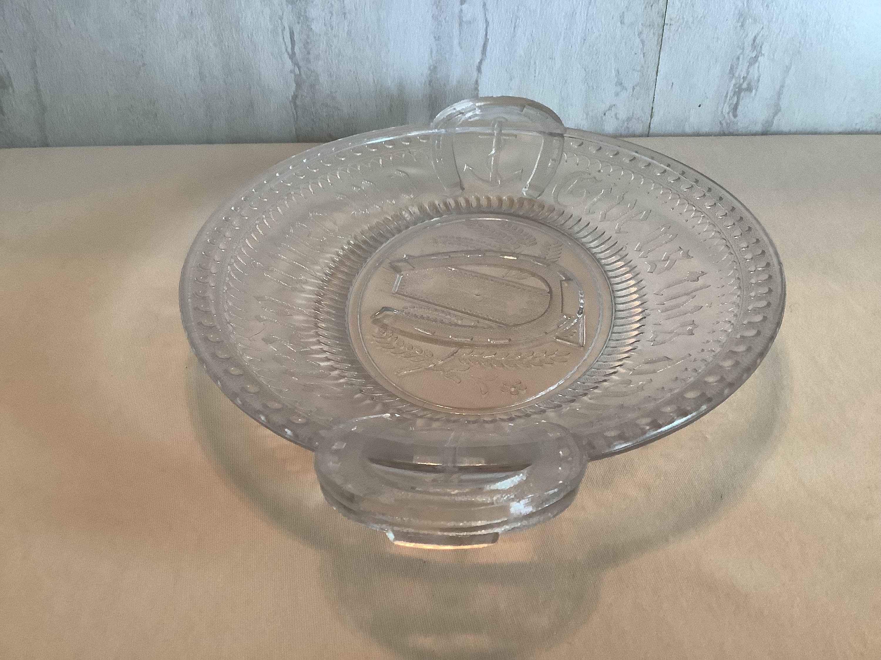 Vintage Adams & Co. Good Luck Pattern Clear Glass Oval Bread Tray ...