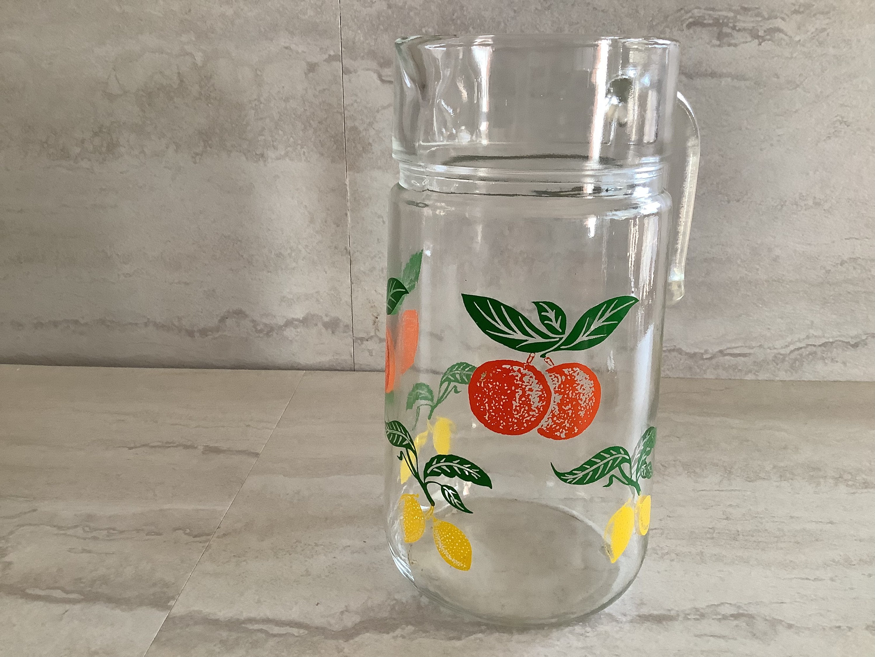 Vintage Clear Glass Orange Juice or Lemonade Pitcher With - Etsy