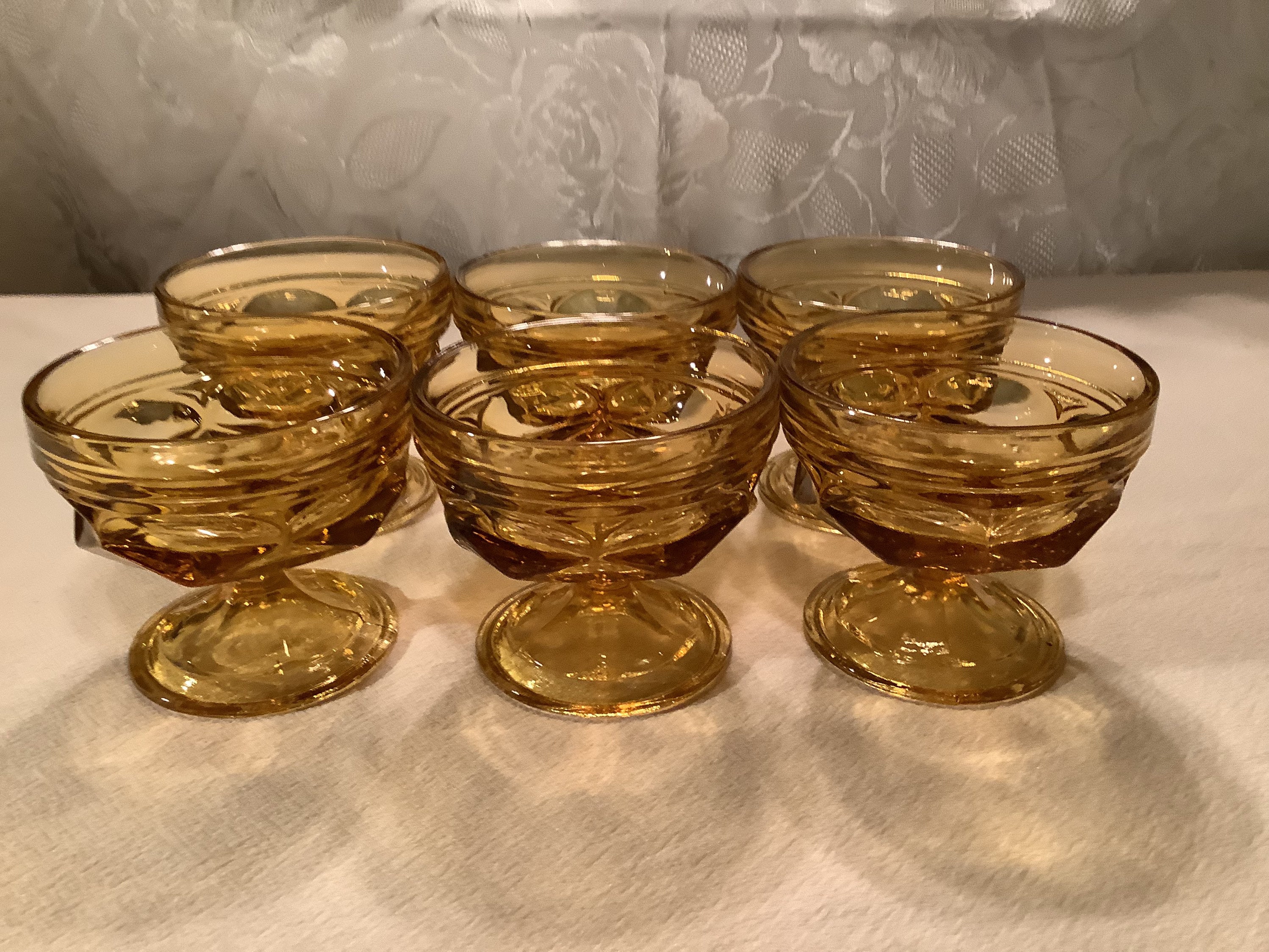 Vintage Anchor Hocking Fairfield Amber Pattern Low Sherbet. Pressed ...