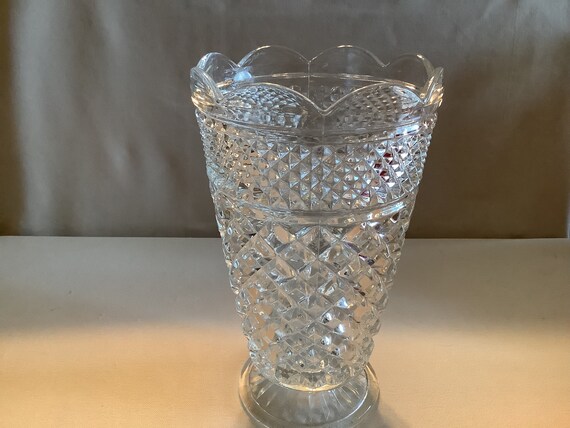 Vintage Anchor Hocking Wexford Pattern Clear Glass Flower Vase - Etsy