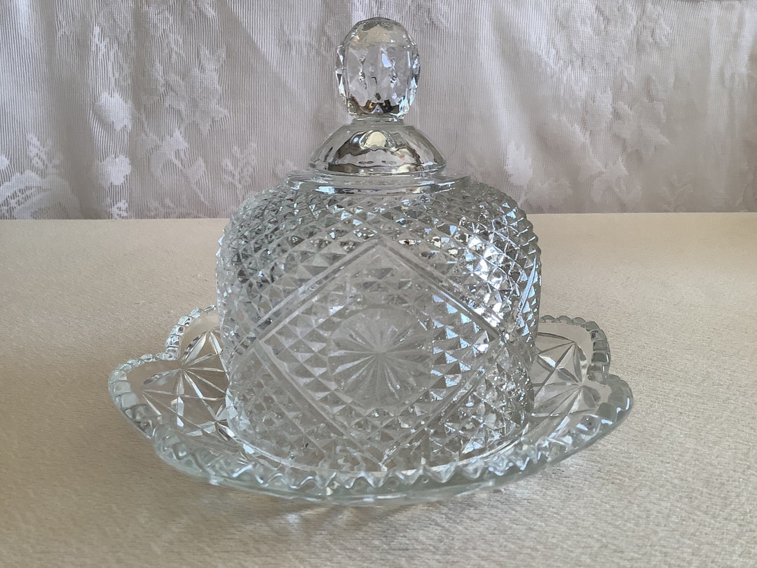 Vintage Avon Fostoria AVC6 Pattern Clear Crystal Glass Butter or Cheese ...