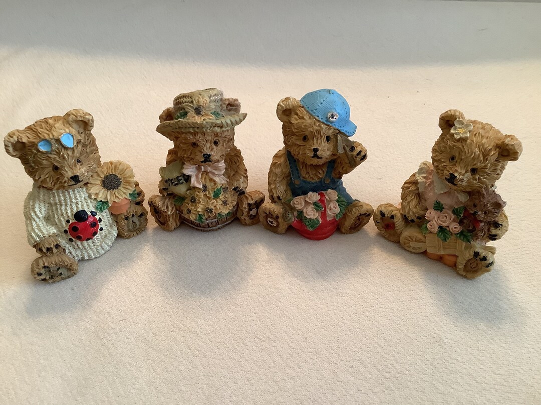 Bear Figurine Collectors!! Collection of 4 Resin Bear Figurines With ...