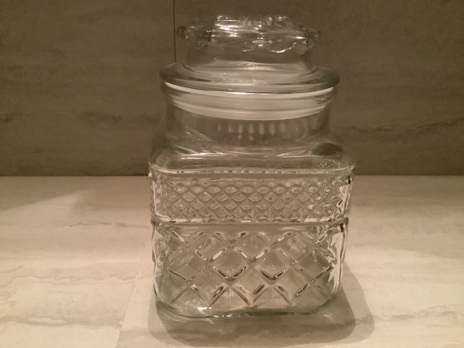 Vintage Anchor Hocking Wexford Pattern Clear Glass Medium Canister With ...