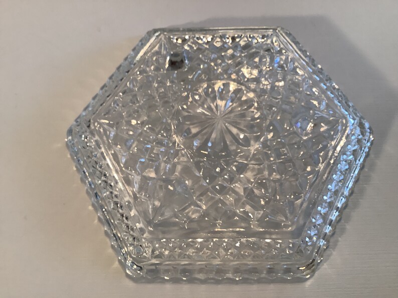 Vintage Anchor Hocking Wexford Clear Glass Footed Hexagonal - Etsy