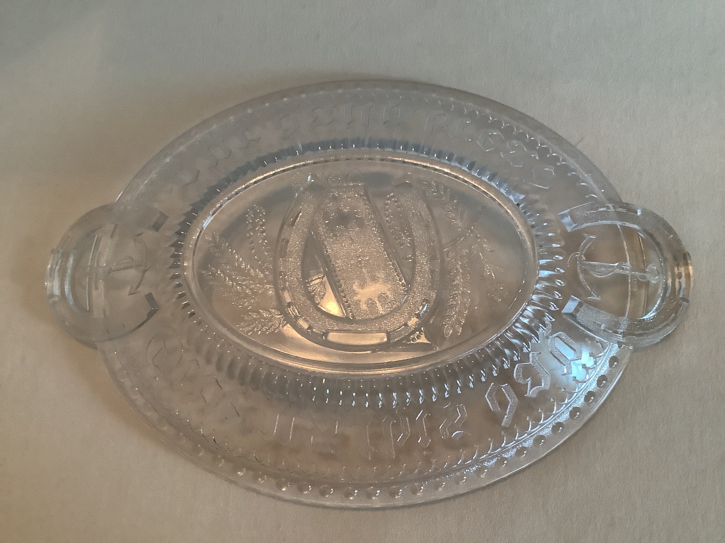 Vintage Adams & Co. Good Luck Pattern Clear Glass Oval Bread Tray ...
