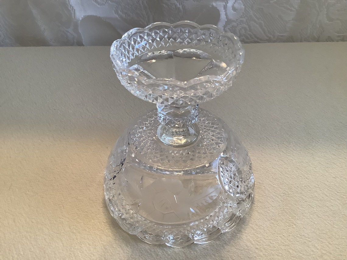 Vintage Imperlux 24% Lead Crystal Clear and Frosted Glass Pedestal ...