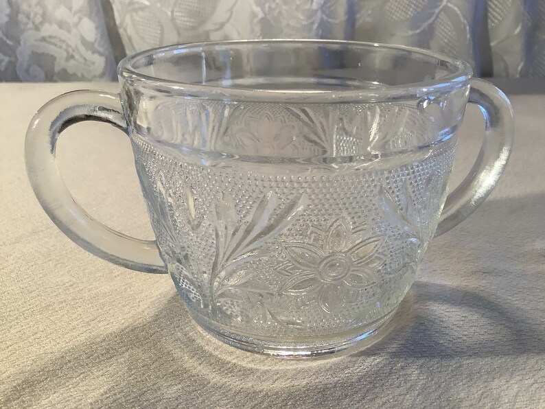 Vintage Anchor Hocking Sandwich Clear Pattern Clear Glass Open Sugar ...
