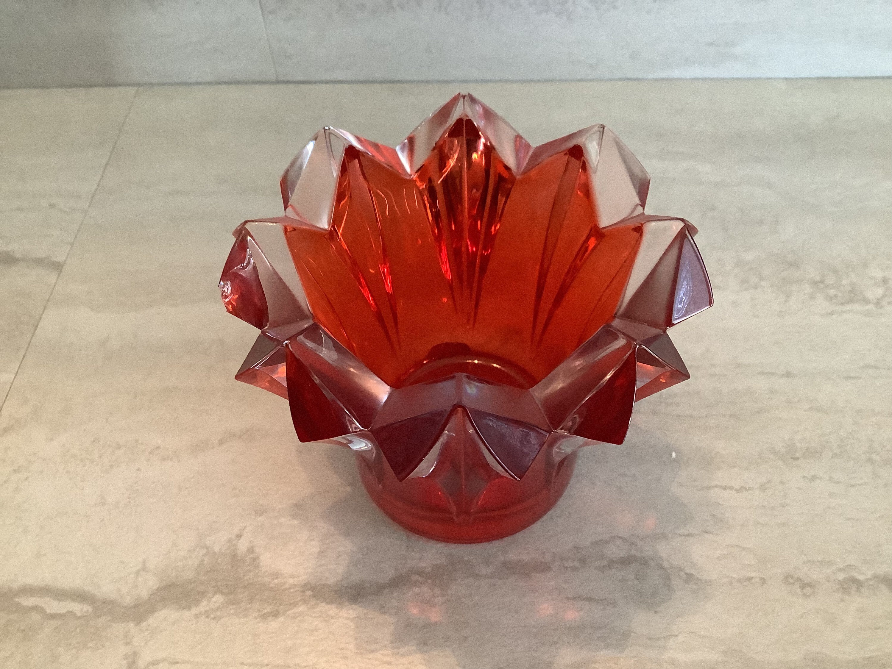 Vintage Bohemia Crystal Made in Czech Republic Ruby Red Glass Round ...