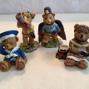 Bear Figurine Collectors!! Collection of 4 Resin Bear Figurines Dressed ...