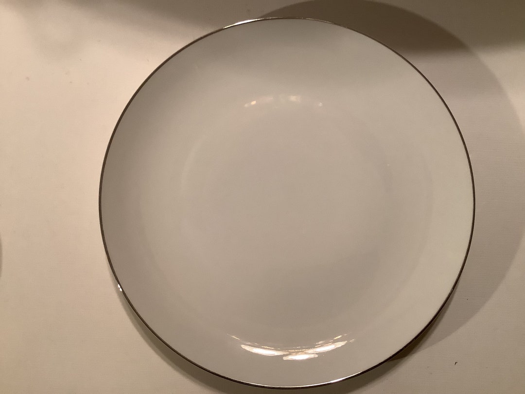 Vintage Style House China Platinum Ring Pattern Dinner Plate. White ...
