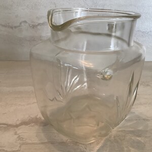 Vintage Federal Glass Clear Glass Square Shaped Pitcher With Starburst ...