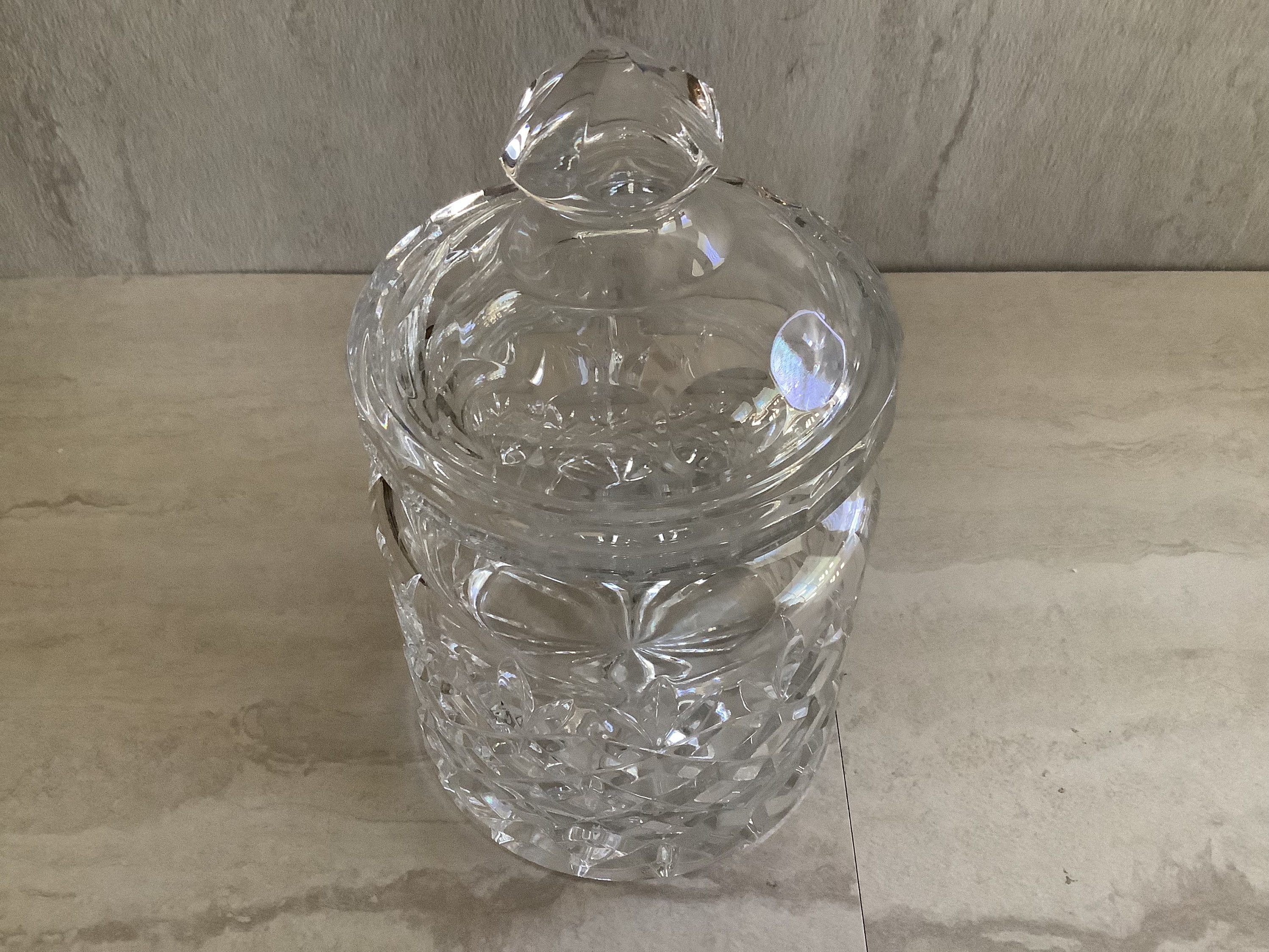 Vintage Clear Crystal Glass Biscuit Barrel or Candy Jar With Lid in a ...