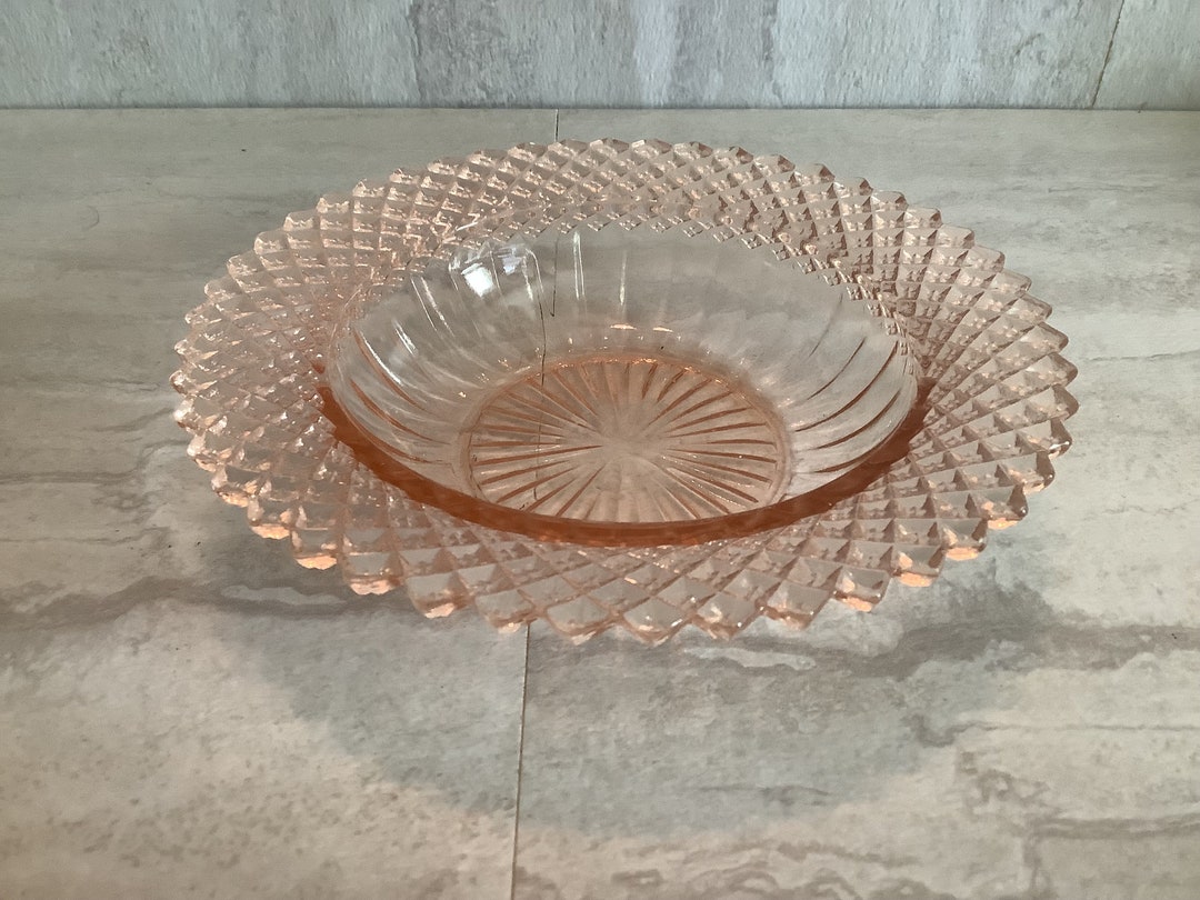Vintage Anchor Hocking Miss America Pink Pattern Pink Glass Cereal Bowl ...