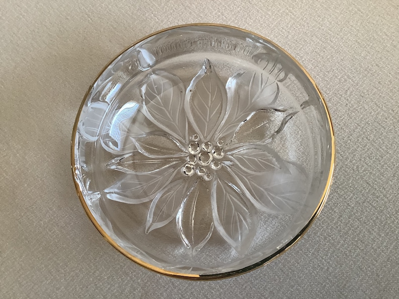 Vintage Studio Nova Mikasa Gilded Poinsettia Pattern Clear and Frosted ...
