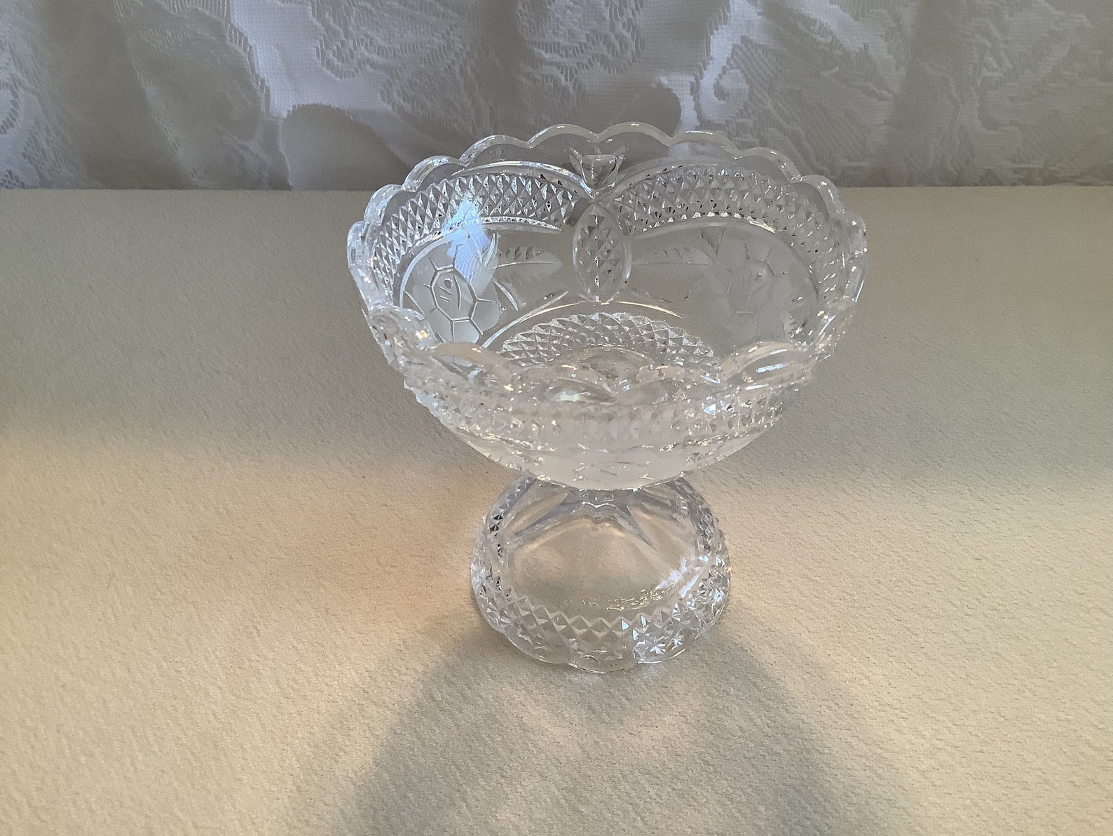 Vintage Imperlux 24% Lead Crystal Clear and Frosted Glass Pedestal ...
