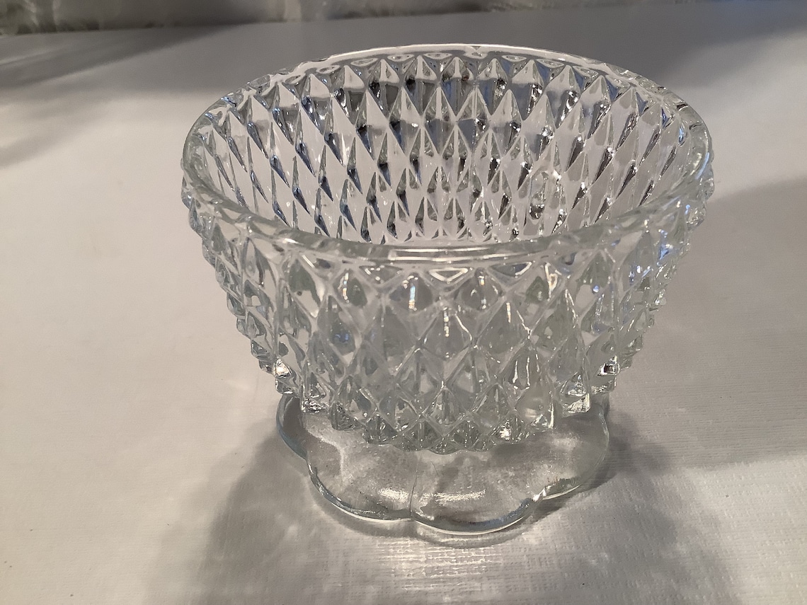 Vintage Indiana Glass Diamond Point Clear Pattern Clear Pressed Glass