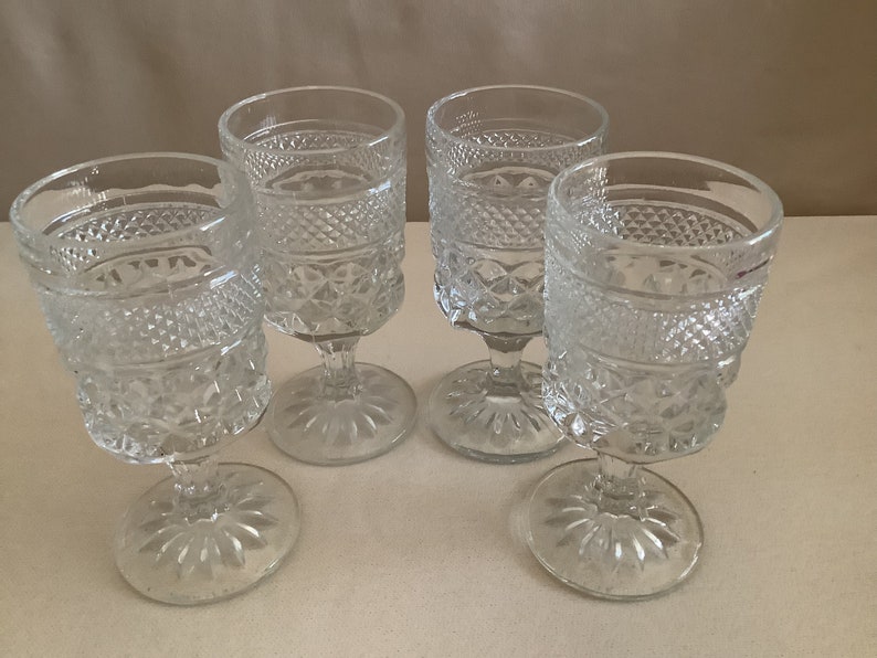 Vintage Anchor Hocking Wexford Pattern Clear Glass Claret Wine Glass ...