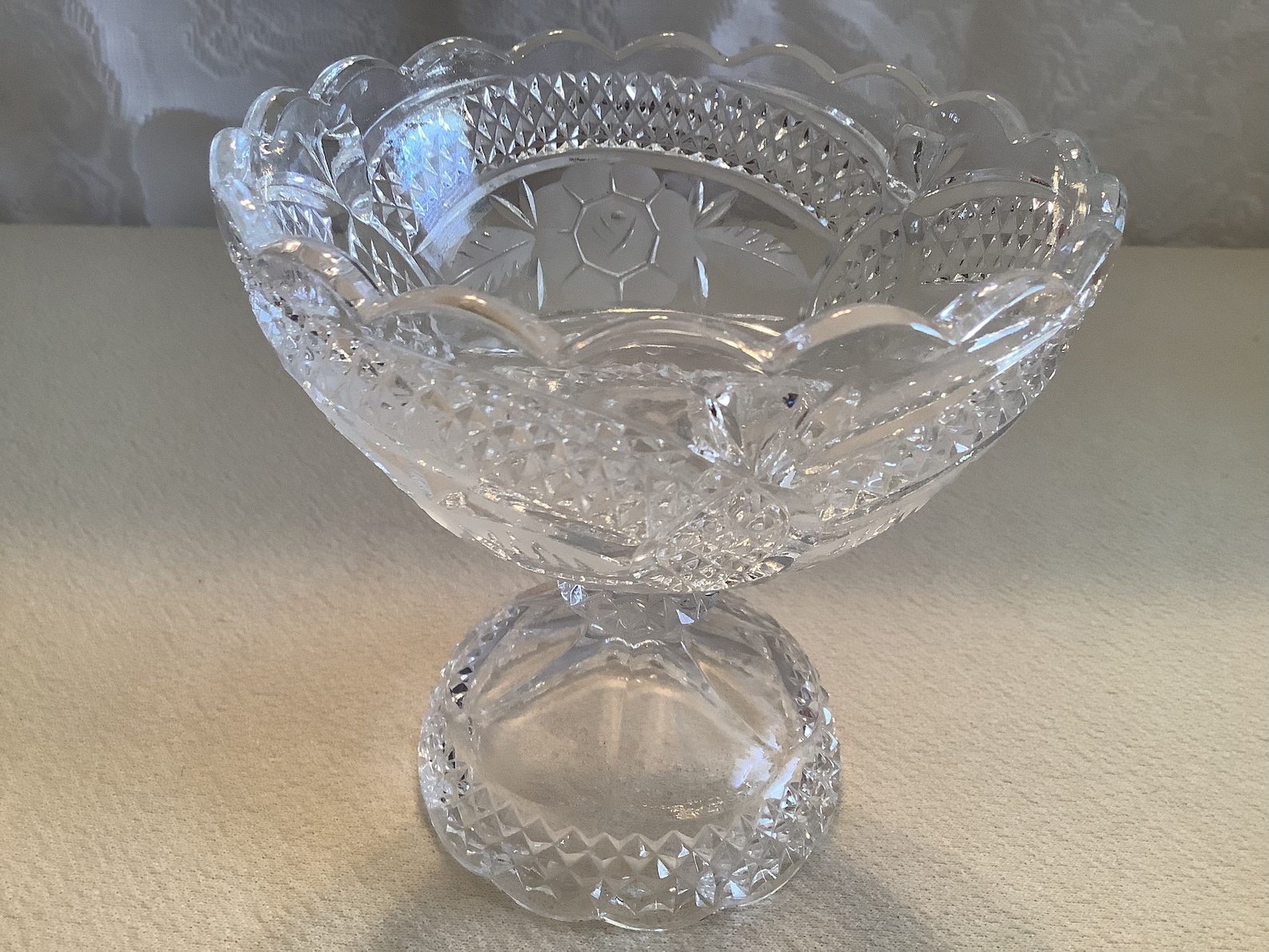 Vintage Imperlux 24% Lead Crystal Clear and Frosted Glass Pedestal ...