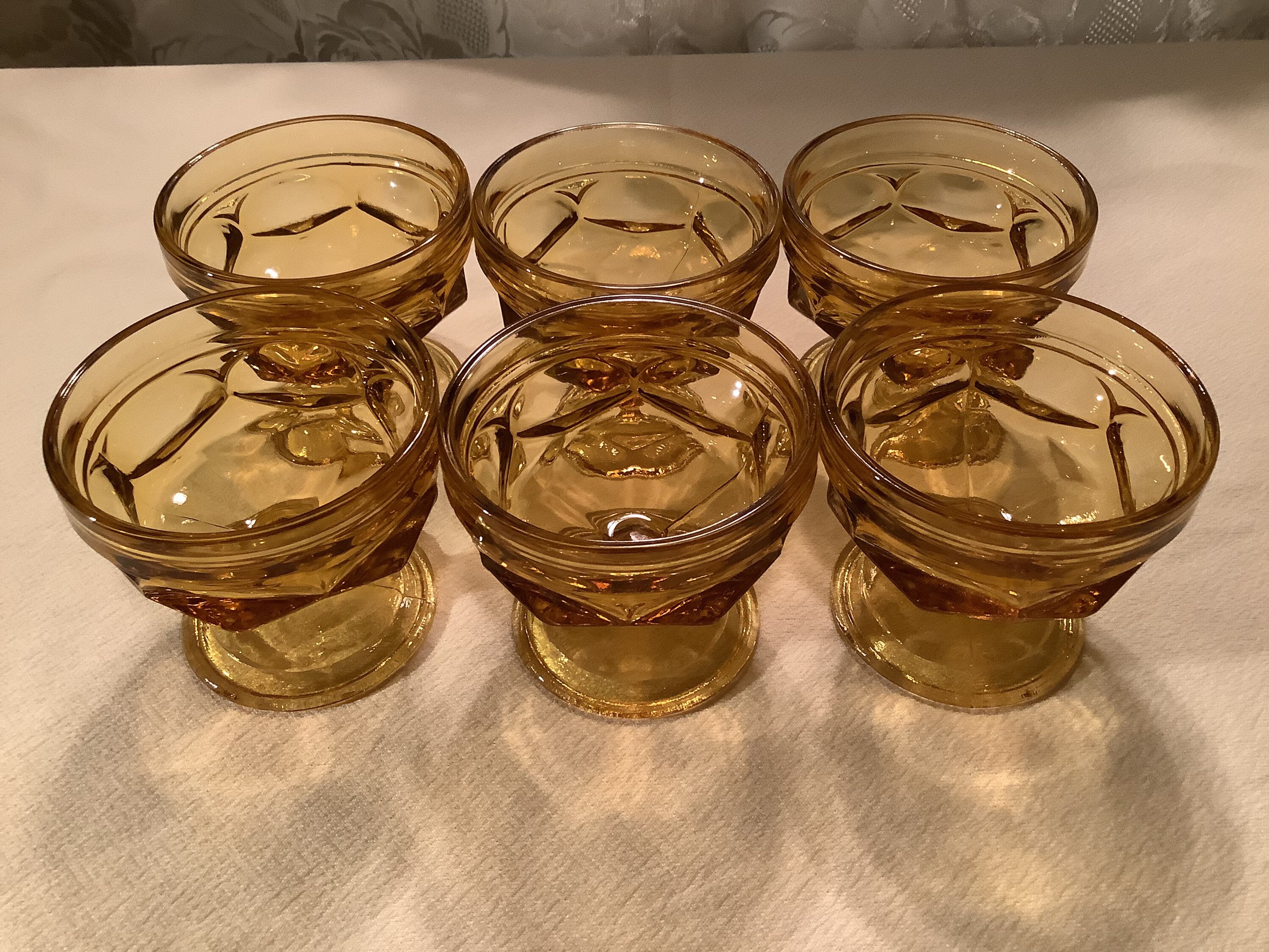 Vintage Anchor Hocking Fairfield Amber Pattern Low Sherbet. Pressed ...