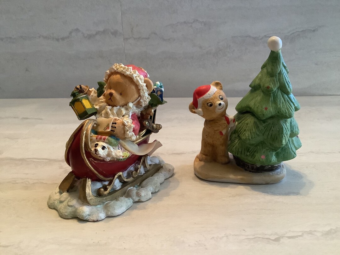 Bear Figurine Collectors!! Collection of 2 Resin Christmas Bear ...