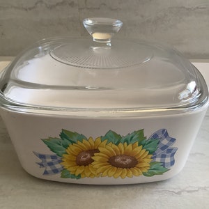 Vintage Corning Ware Sunsations Pattern 1.5 Square Casserole A-1 1/2-B With Lid. Yellow ...