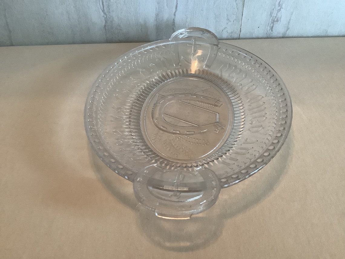 Vintage Adams & Co. Good Luck Pattern Clear Glass Oval Bread Tray ...